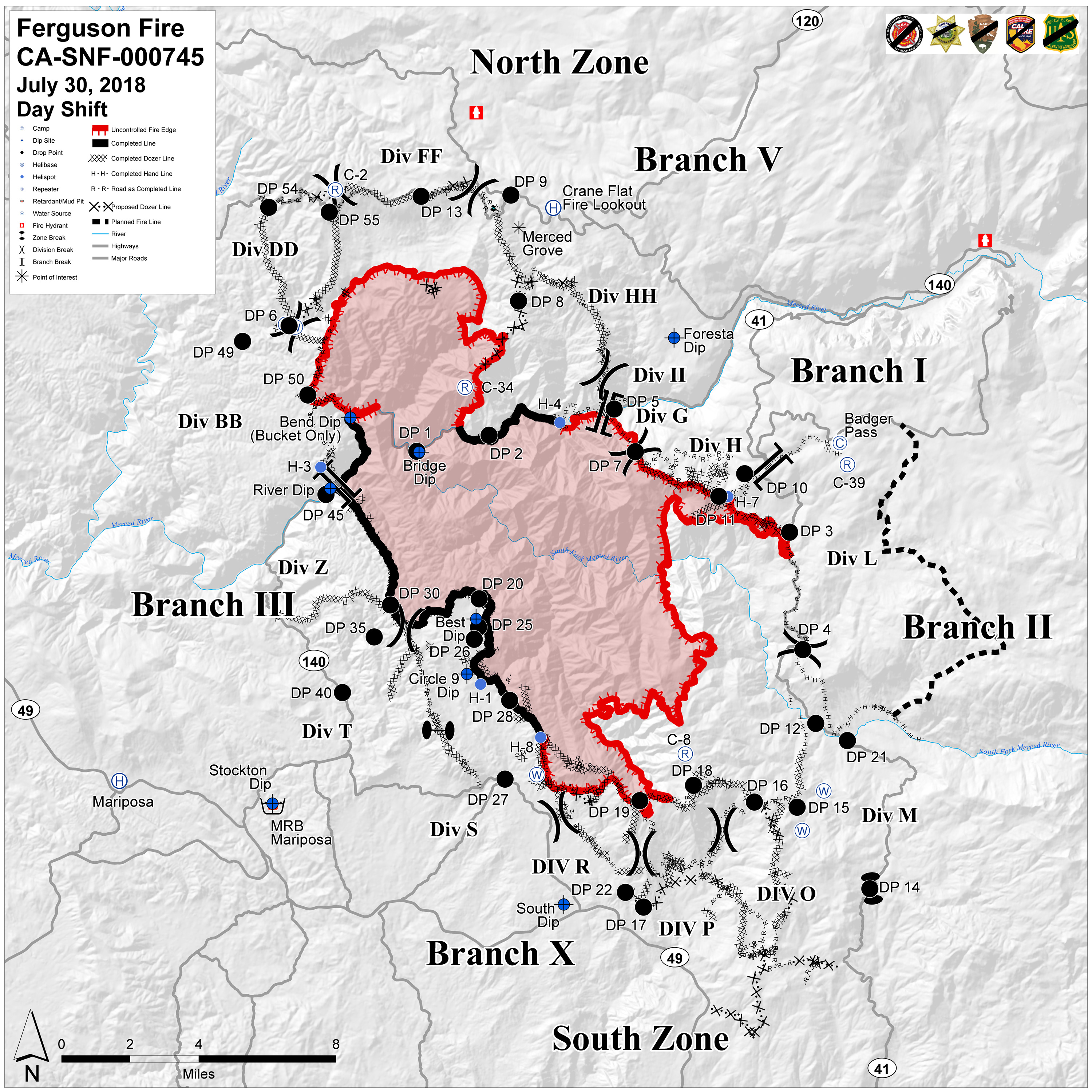 Ferguson Fire Near Yosemite National Park in Mariposa County Monday ...