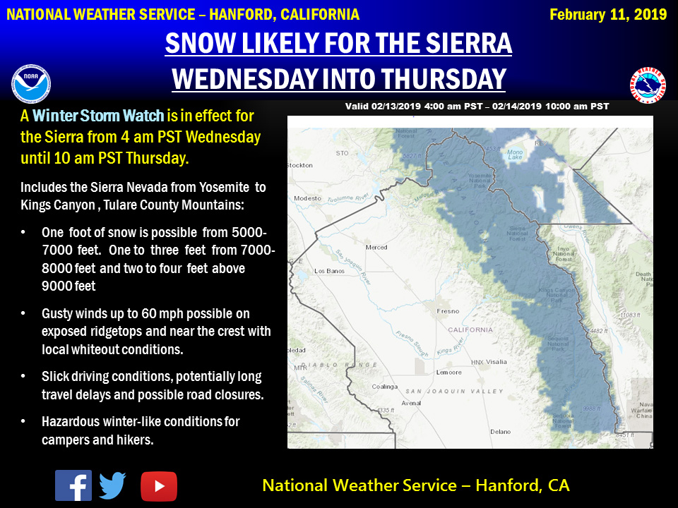Winter Storm Watch Issued for Late Tuesday Night for the Sierra Nevada ...