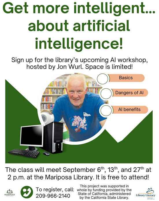 Mariposa County Library Offers AI Workshop Hosted by Jon Wurl on ...